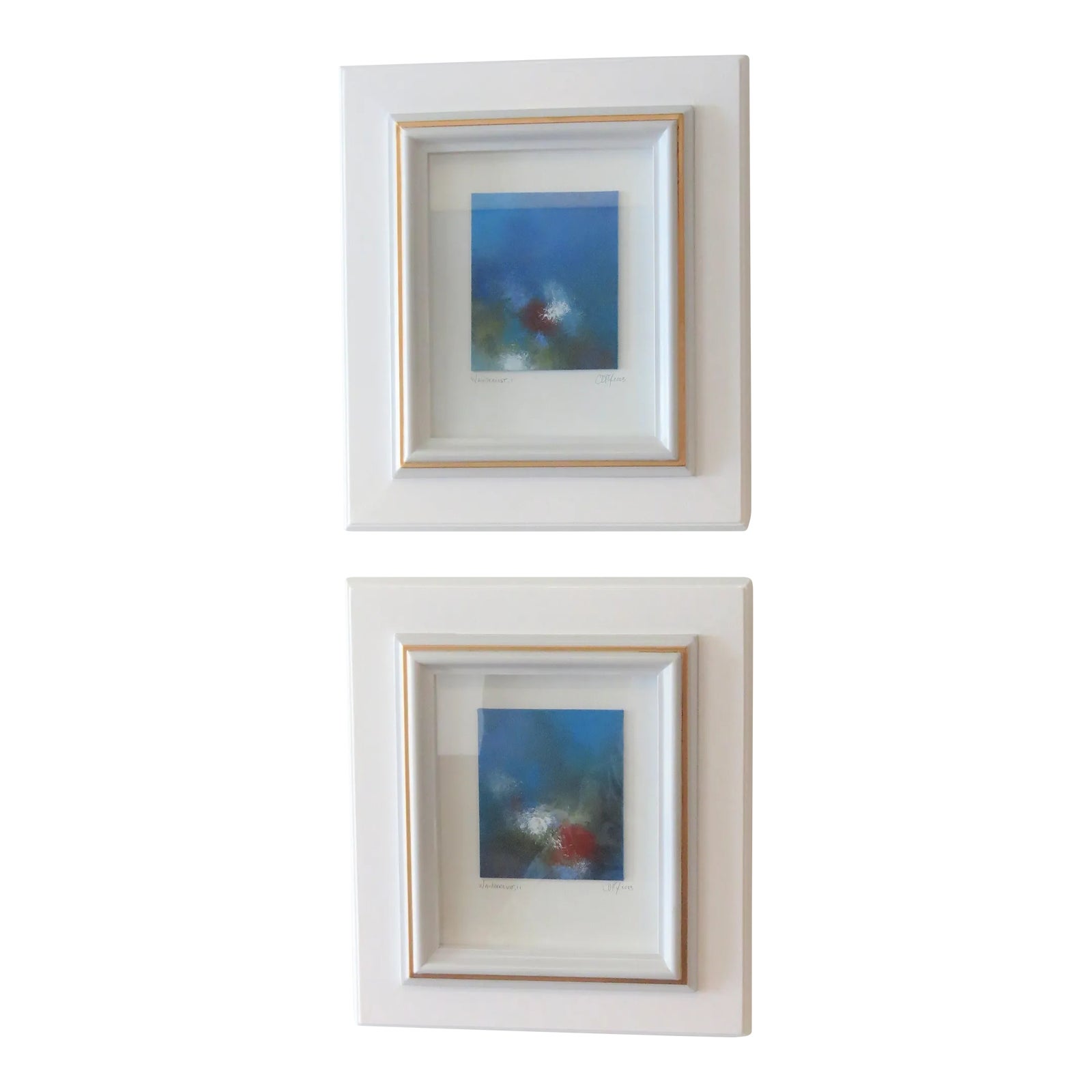 Original Framed Abstracts by C. Damien Fox, a Pair | Chairish