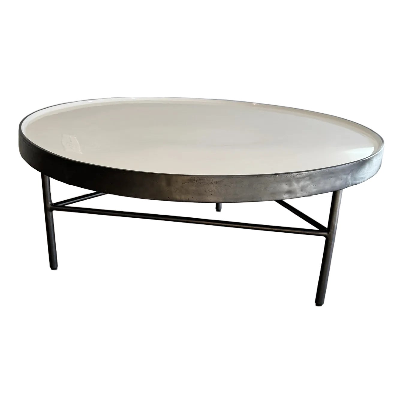 Mid Century Style White Enamel Metal Cocktail Table | Chairish