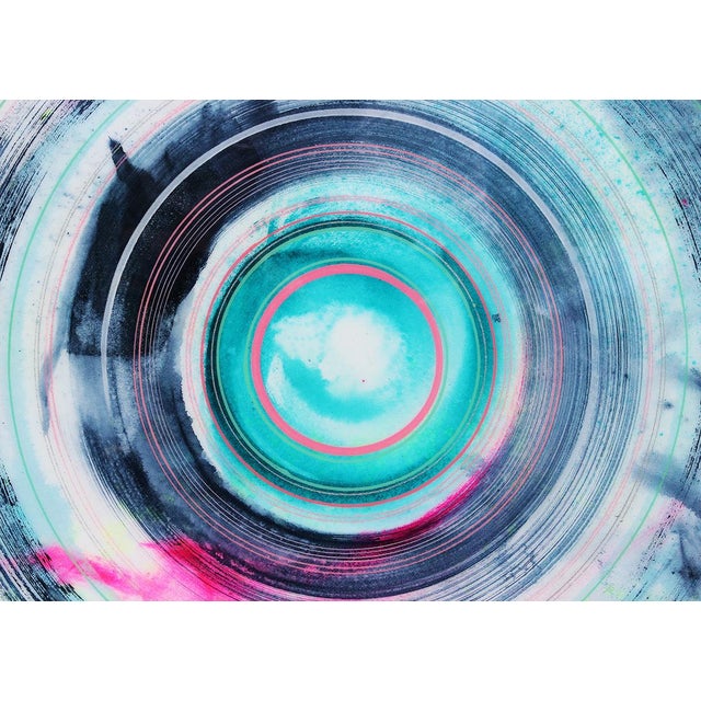 2022 "Space Cowboy Ii" Neon Teal, Pink, Teal, and Dark Blue Op Art ...