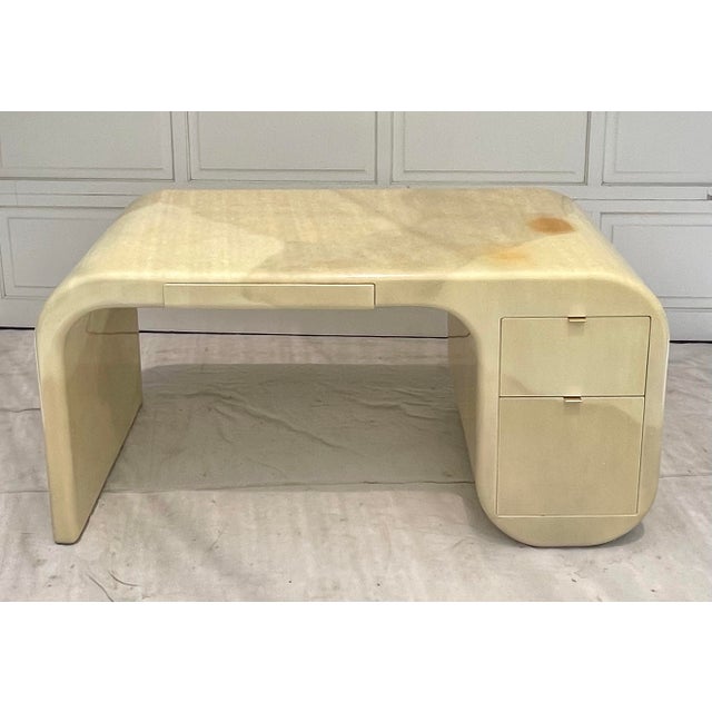 1970's Postmodern Modern Lacquered 3-Drawer Desk | Chairish