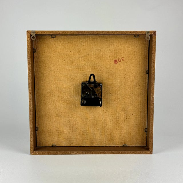 Vintage Elgin Quartz Wall/Mantle Square Clock in Wood Frame | Chairish