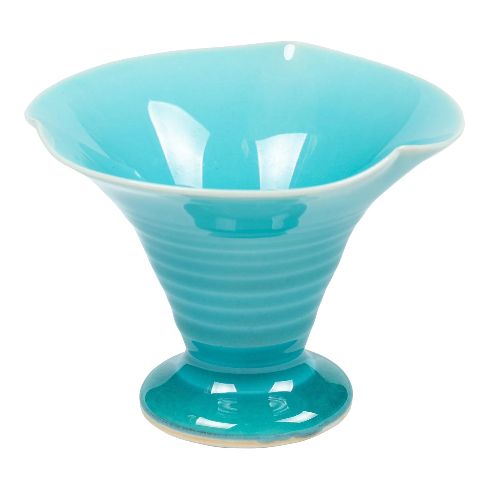 Late 20th Century Amakusa Higure Turkish Blue Fluted Flower Guinomi ...
