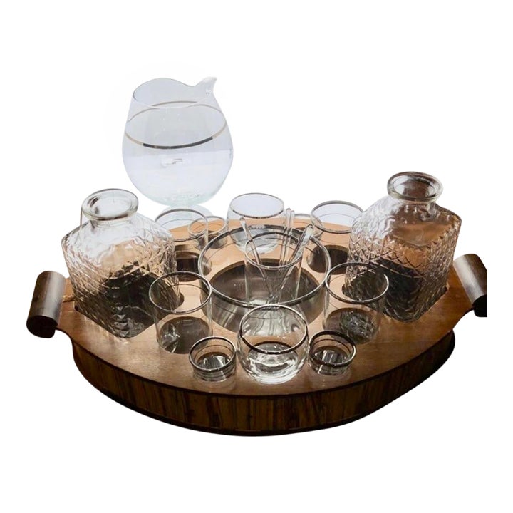 Mid Century Modern Heisey Vintage Bar Glass Set—Decanters, Snifters ...