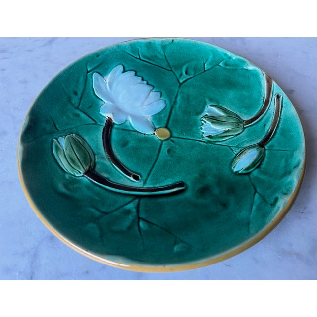 Joseph Holdcraft Majolica Pond Lily Plate, C. 1885 | Chairish