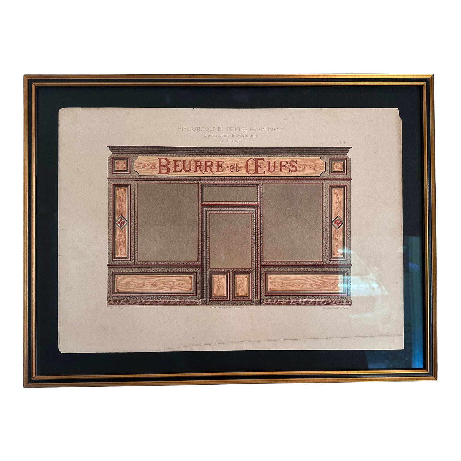 Framed French 19th C Shop Front Designs Print | Chairish