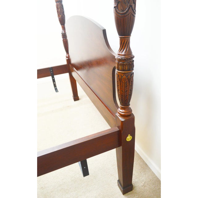 Henkel Harris Mahogany Rice Carved Poster Queen Poster Bed | Chairish
