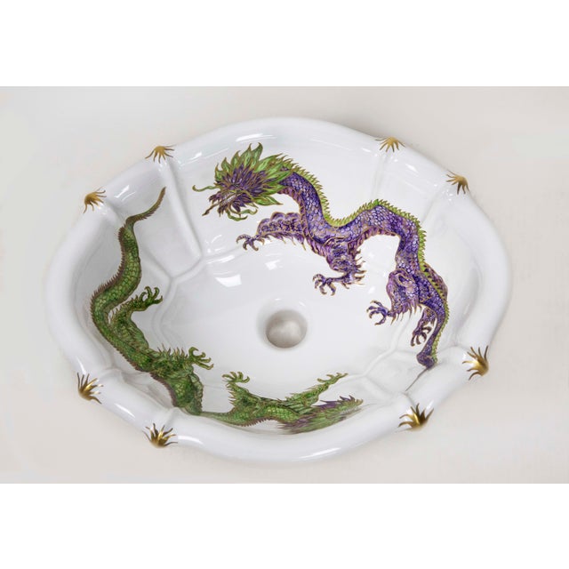 Sherle Wagner Hand-painted Dragons Sink | Chairish