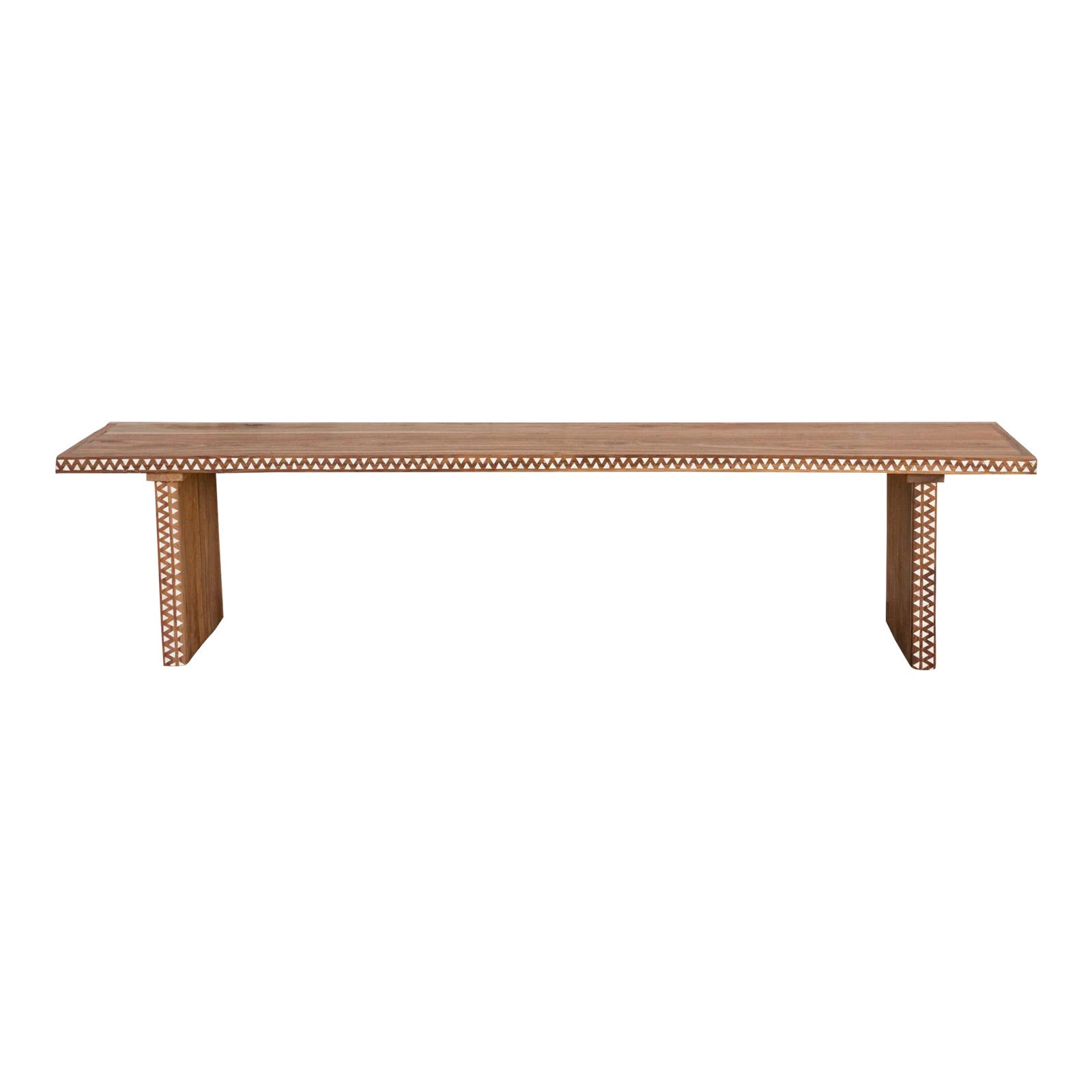 Reclaimed Teak Long Mother of Pearl Bench | Chairish