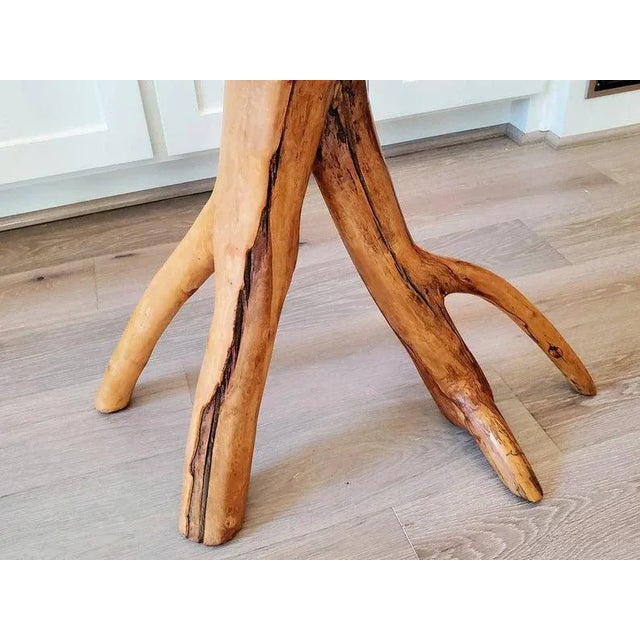 Natural Live Edge Tree Slice Inlaid Side Table With Root Base - Signed ...