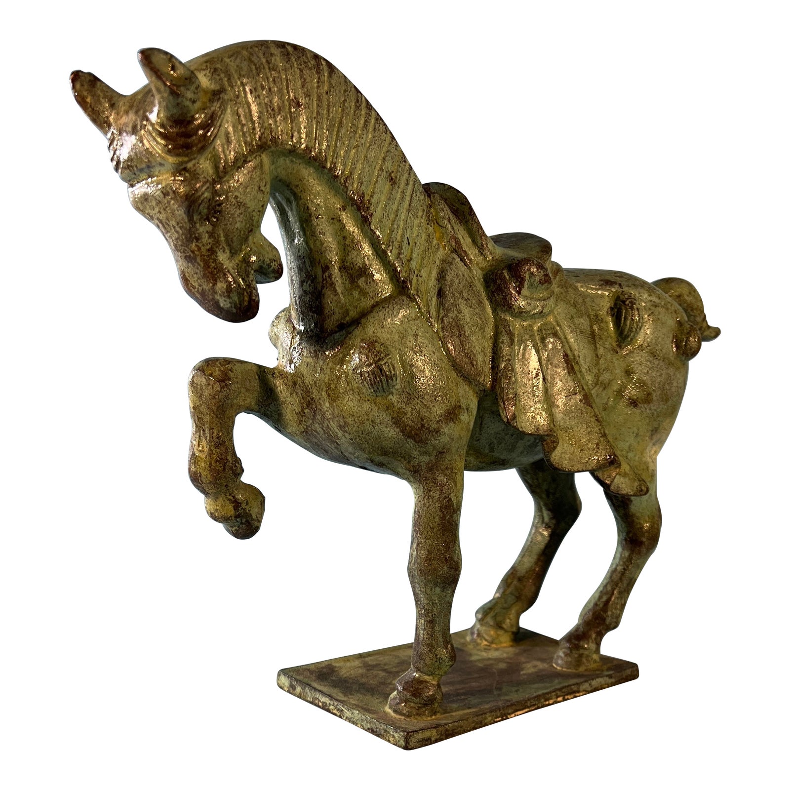 Antique Chinese Bronze Tang Horse With Green Patina | Chairish
