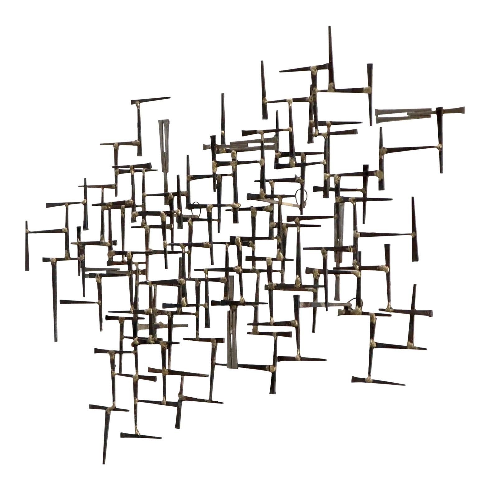 Mid 20th Century William Bowie Abstract Nail Wall Sculpture | Chairish