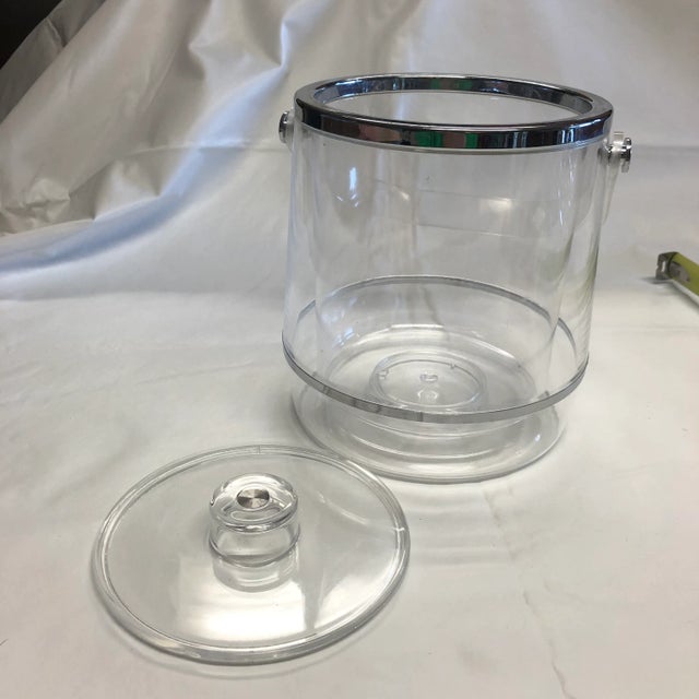 Vintage Clear Acrylic Ice Bucket With Silver Trim and Lid | Chairish