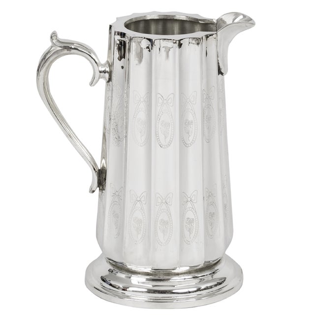 Embossed Pitcher with Bow Etch Work | Chairish