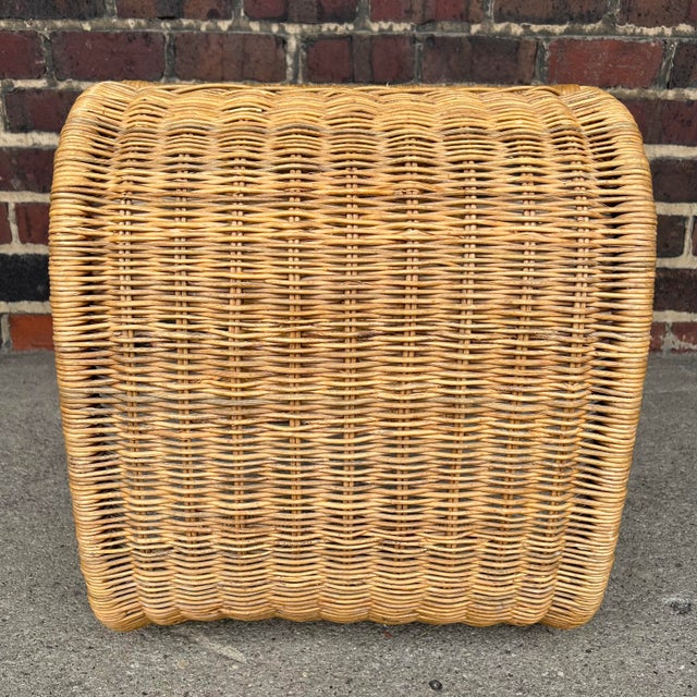 Wicker Rattan Waterfall Edge Side Table | Chairish