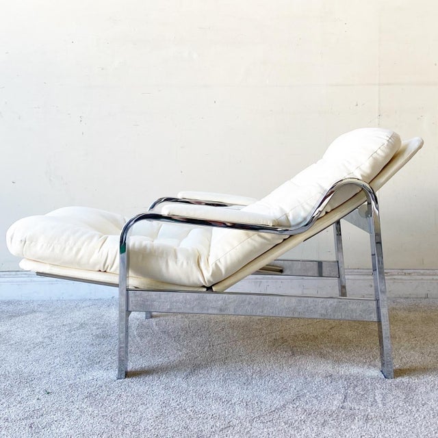 1970s Mid Century Modern Chrome Reclining Lounge Chair With Ottoman by ...