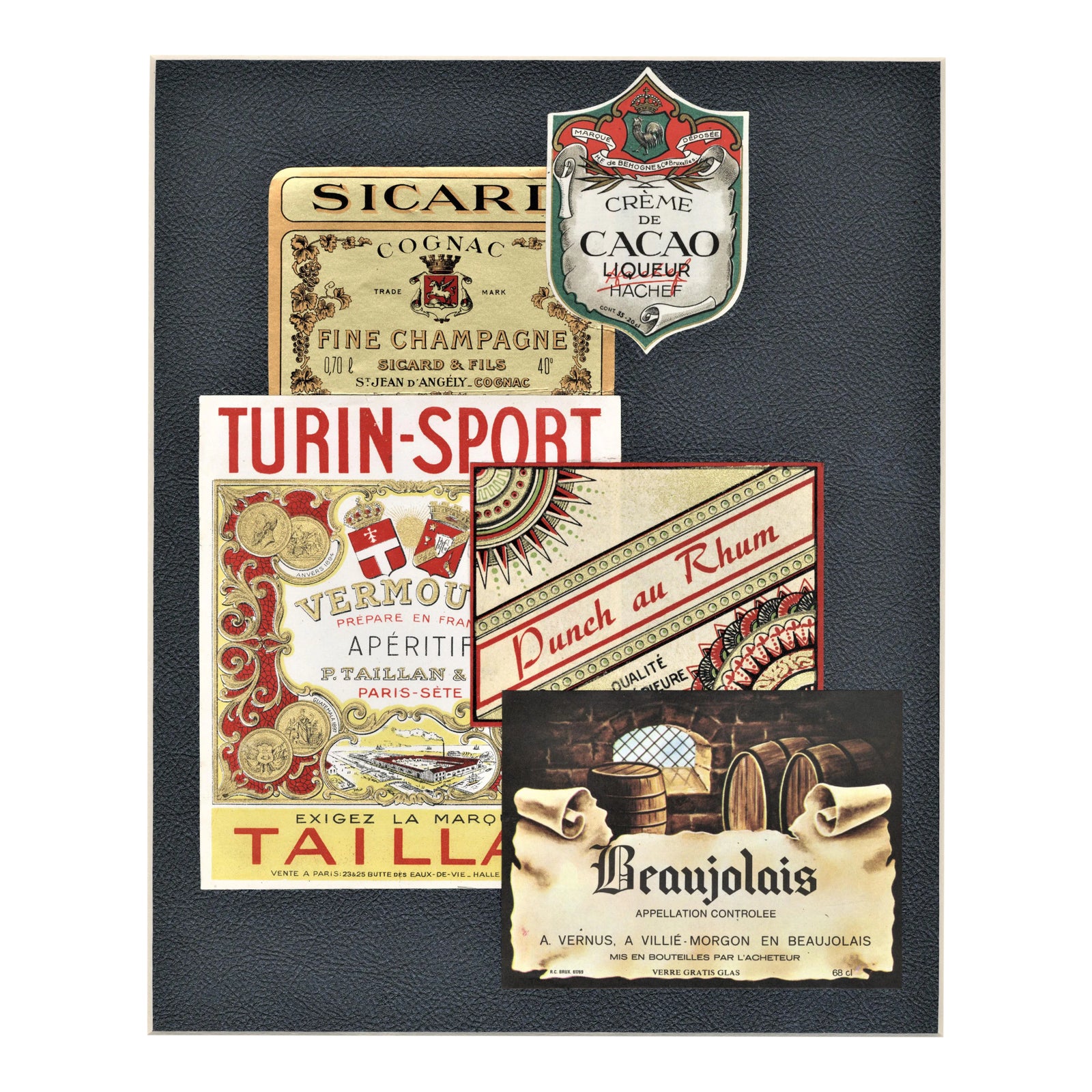 Matted Collage-Vintage Alcohol, Wine Labels | Chairish