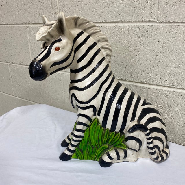 Vintage Hollywood Regency Resin Zebra Sculpture | Chairish