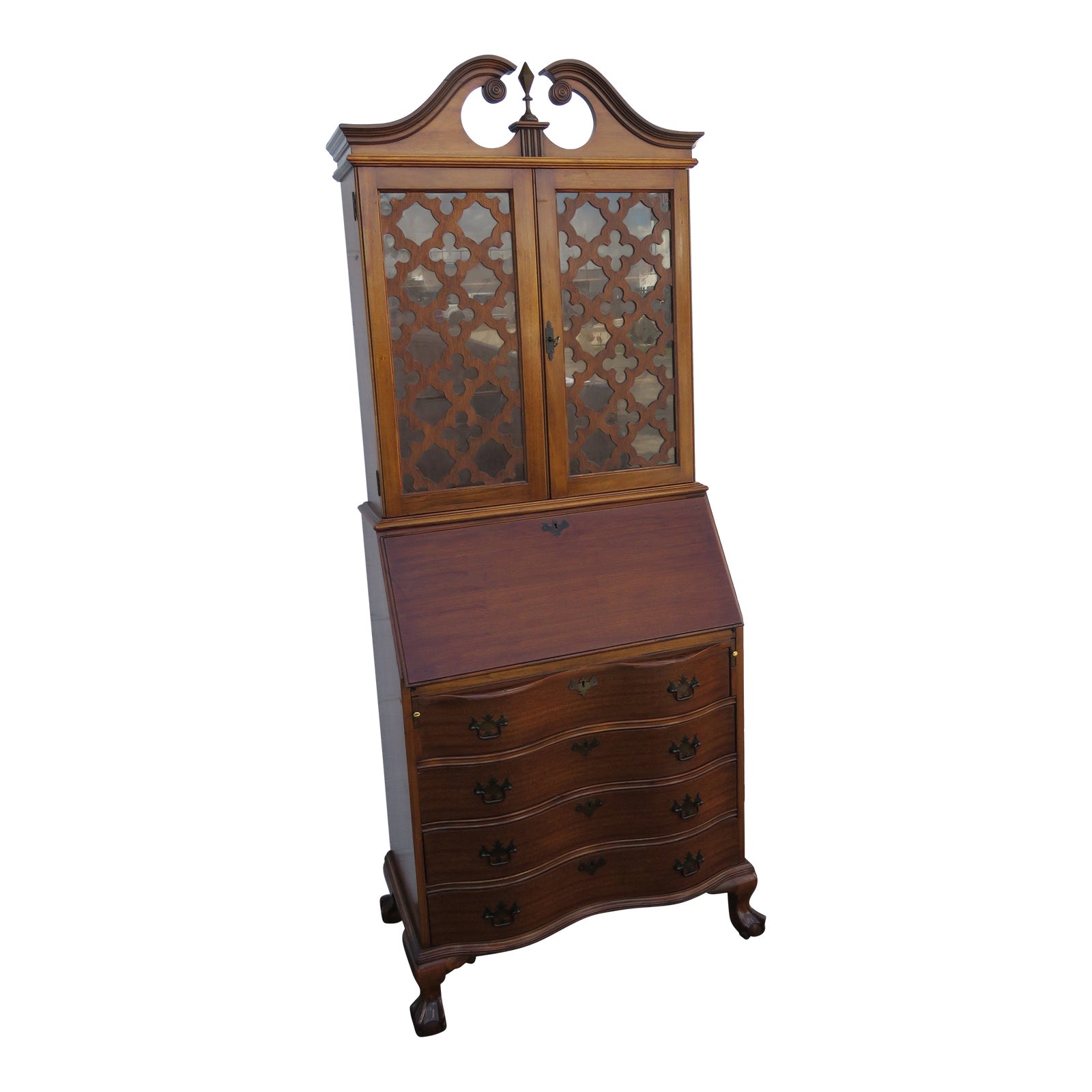Mahogany Ball and Claw Feet Tall Secretary Desk | Chairish