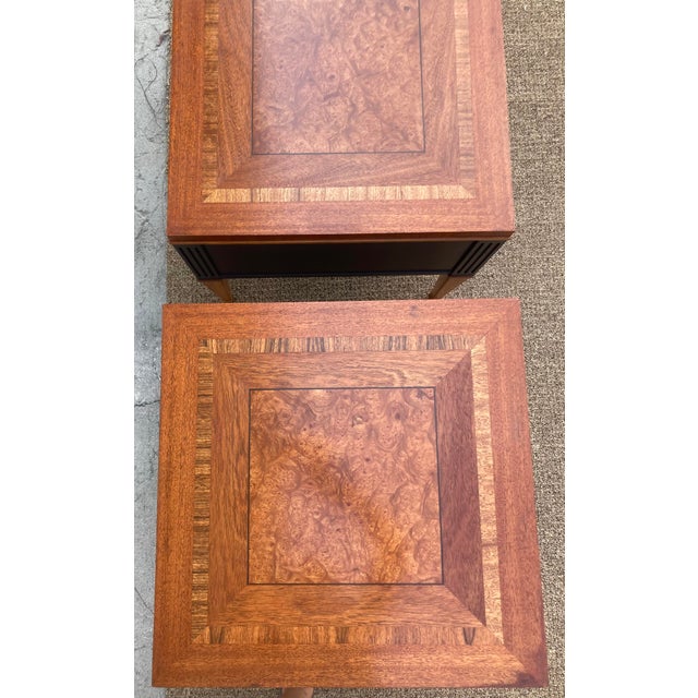 Walnut Burl-Wood Inlay End Tables by Lane - a Pair | Chairish