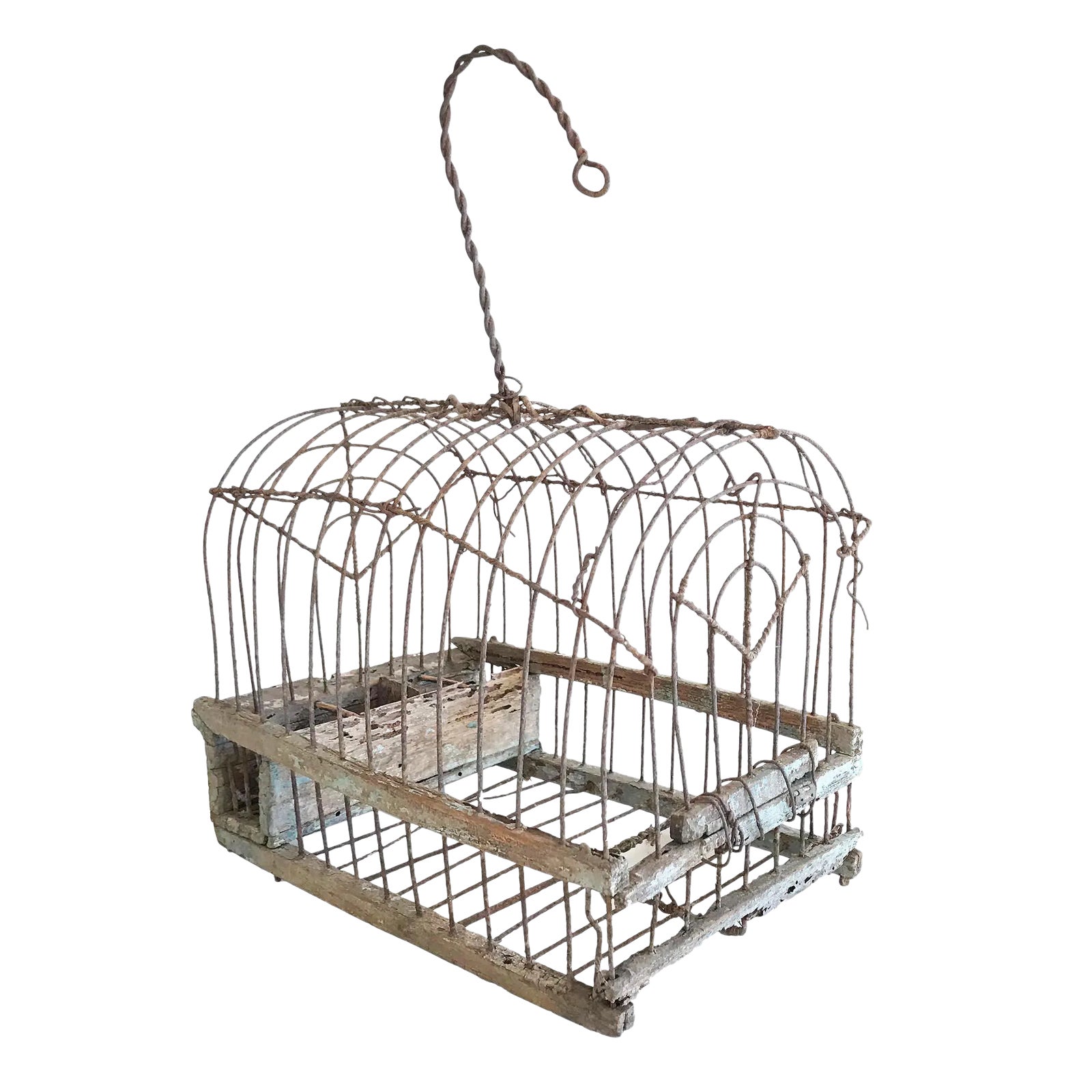 Antique Handmade Wood & Wire Cage | Chairish