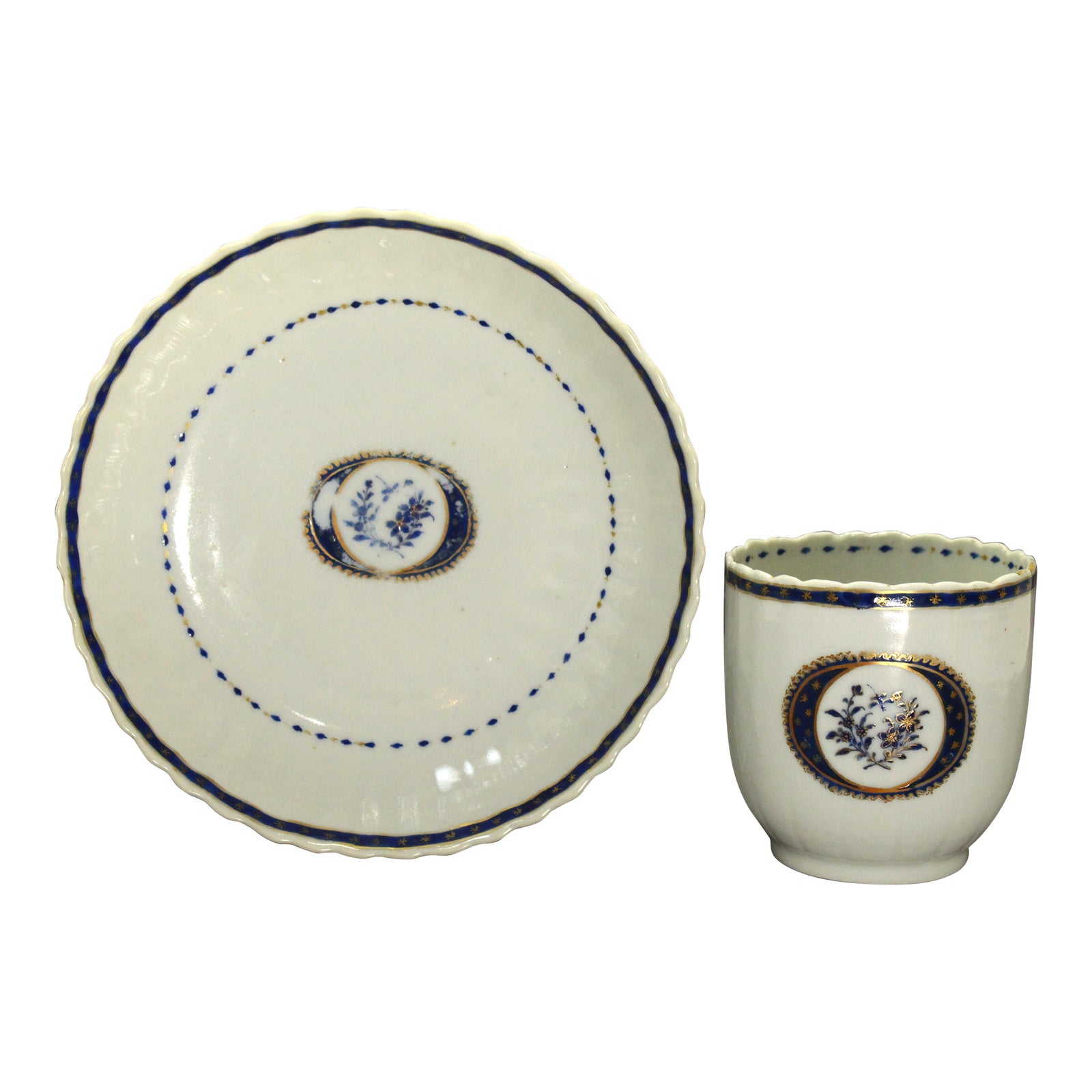 Jiaqing (1796-1820) China Export Porcelain Cup & Saucer Blue & White ...