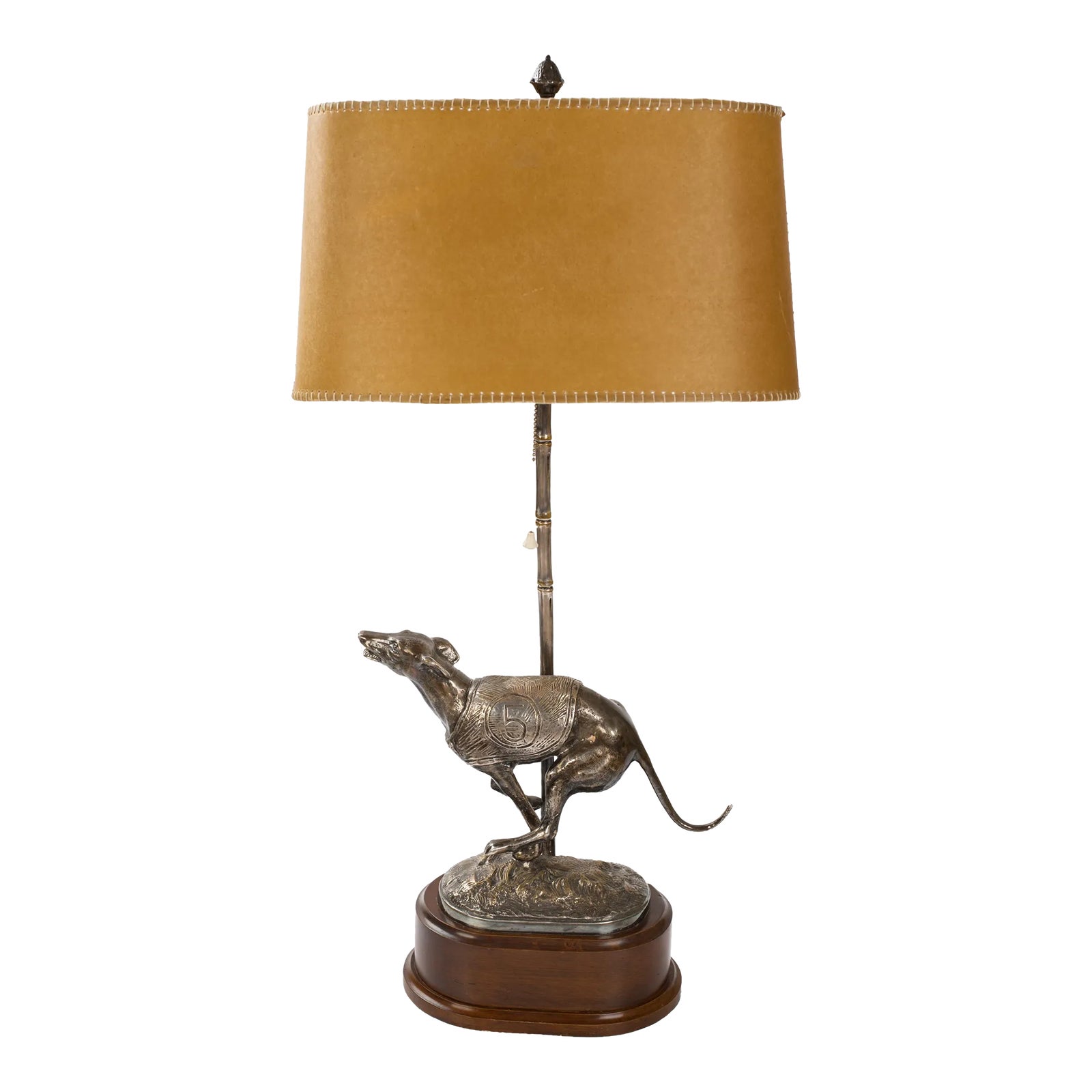 1950s Bronze Nickel Greyhound Dog Table Lamp | Chairish
