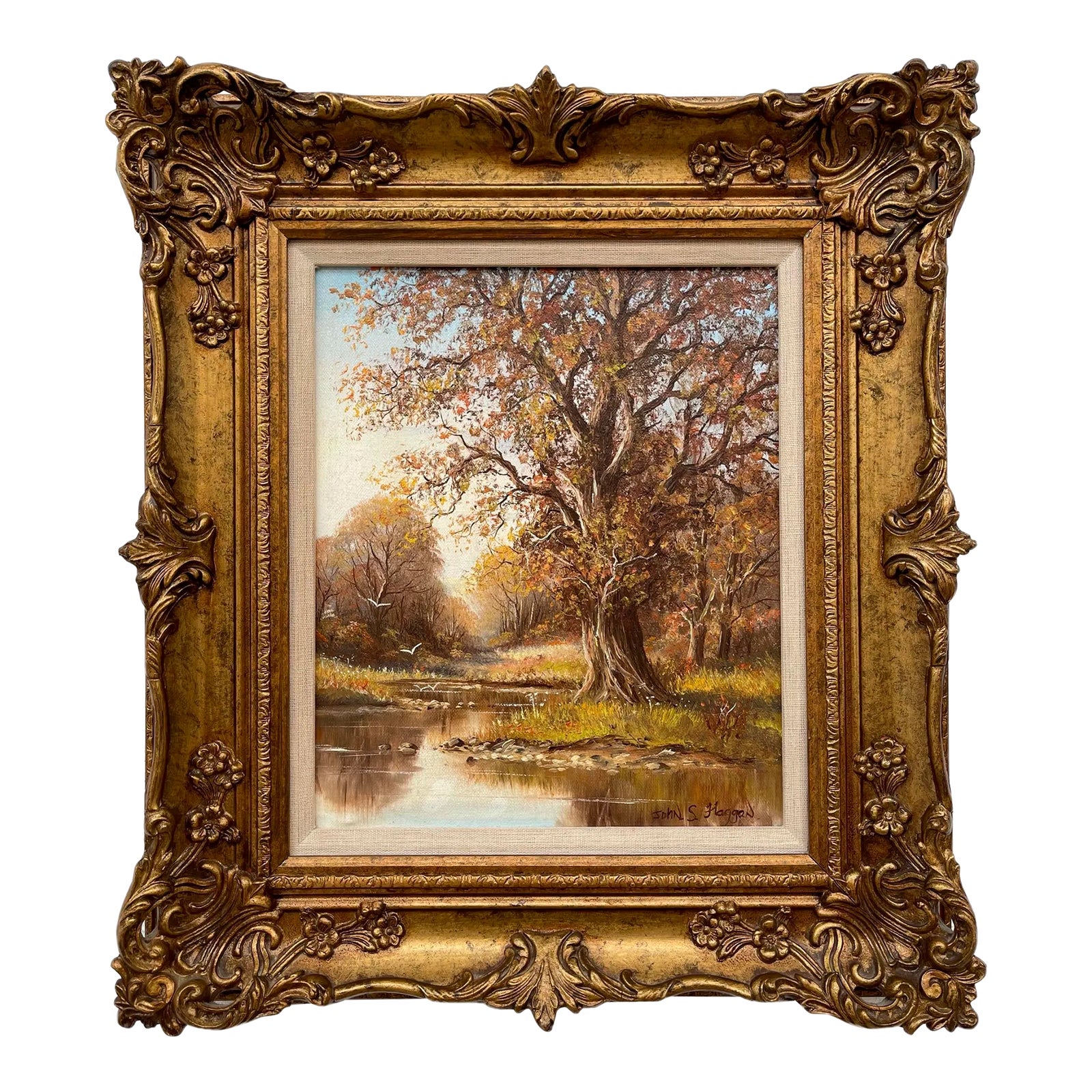 John S Haggan, Autumn Trees by River in County Tyrone by 20th Century ...
