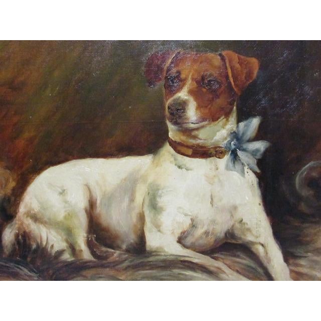 Antique Jack Russel Dog Painting | Chairish