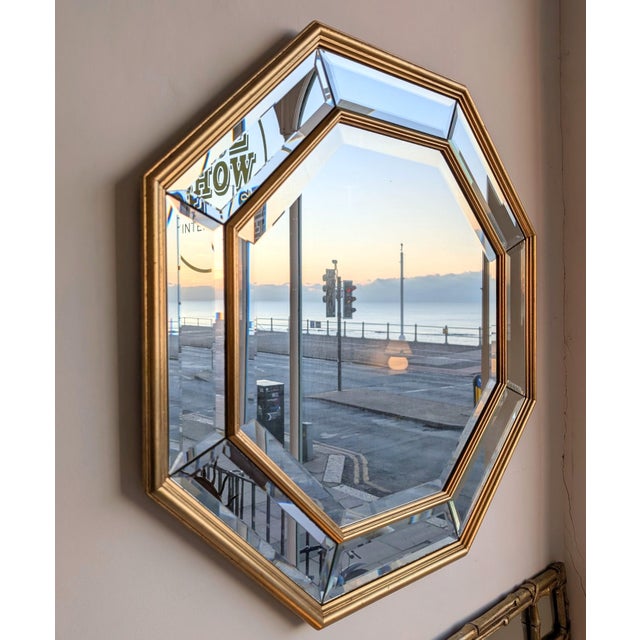 Vintage Gold Octagonal Bevelled Mirror from Deknudt, Belgium, 1970s ...