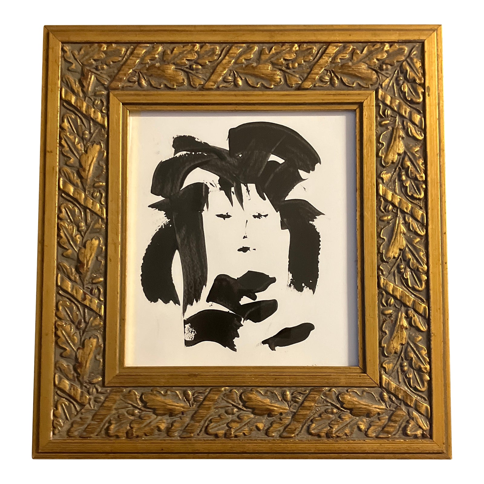 Contemporary Original Abstract Portrait Painting Chunky Gold Frame ...