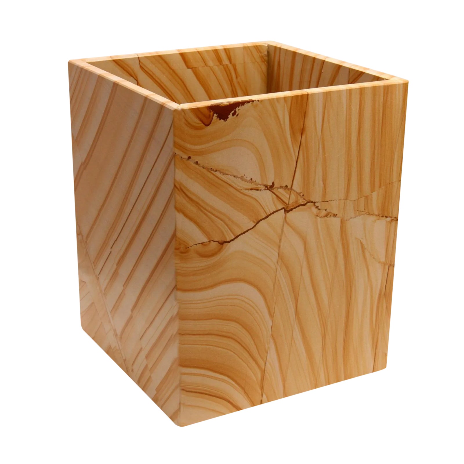 Tan Marble Waste Bin | Chairish