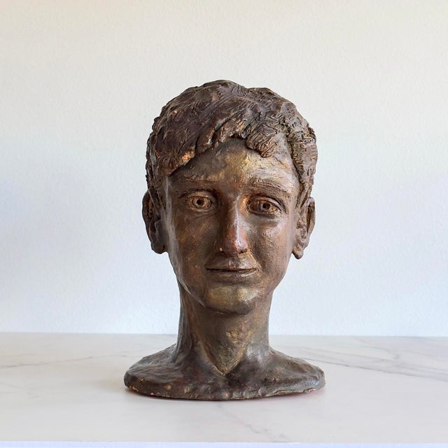 Handmade Ceramic Bust of a Young Man | Chairish