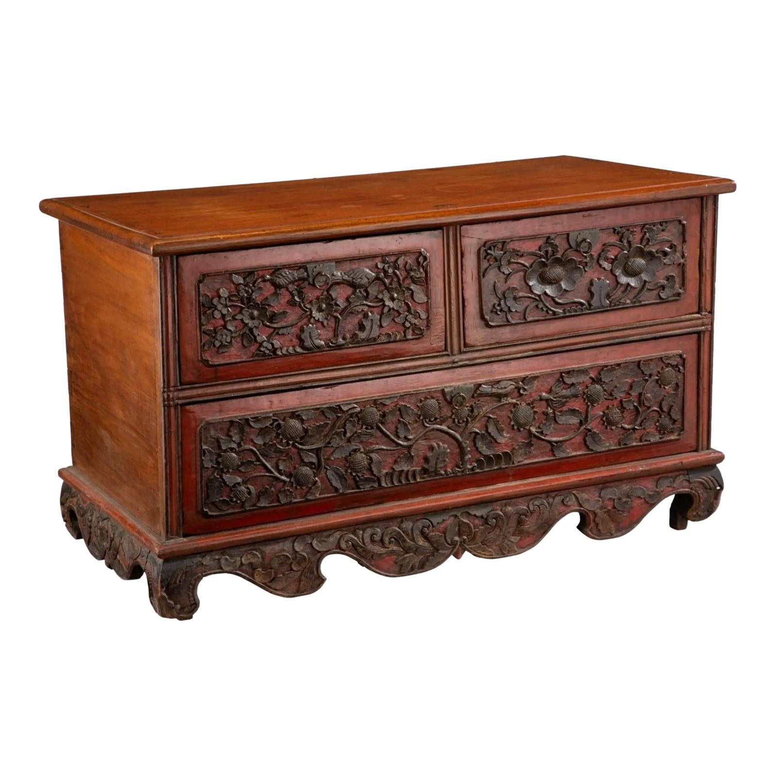 Antique Indonesian Madurese Javanese Chinoiserie Red Lacquer Wedding ...