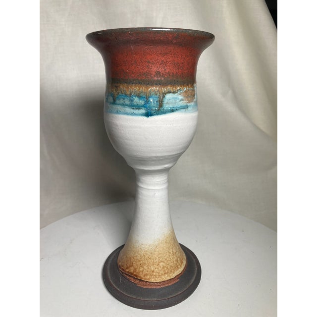 1980s Handmade Studio Pottery Chalice Goblet Decor | Chairish