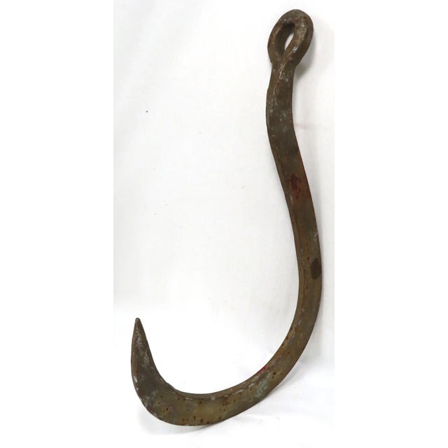 Giant Size Early 19th Century Hand Wrought Iron Hook | Chairish