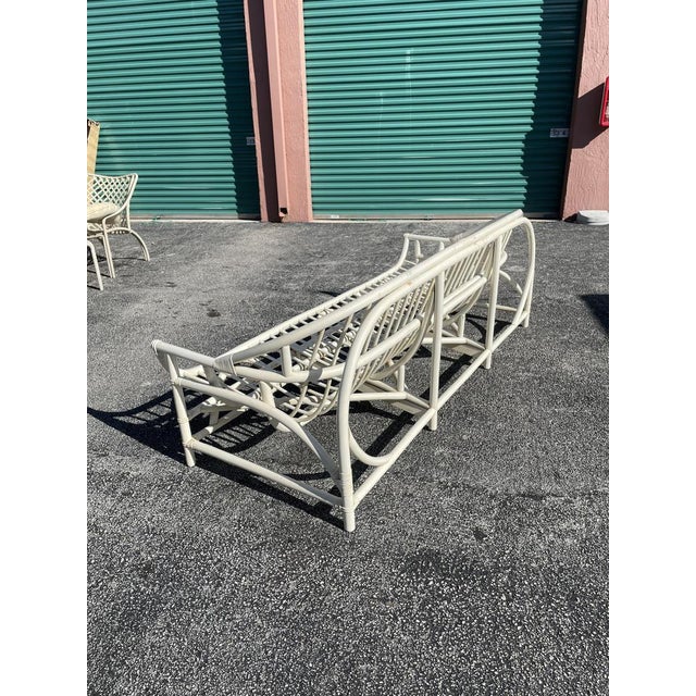 Mid Century True White Rattan Ficks Reed Gondola Style Sofa with ...