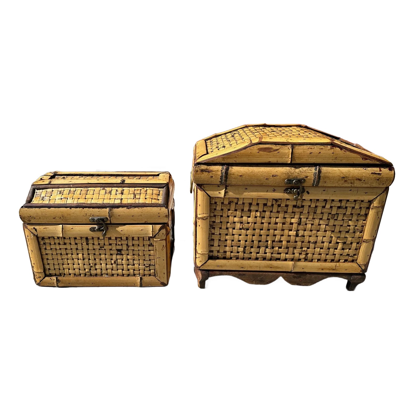 Pair of Bamboo Storage Boxes | Chairish