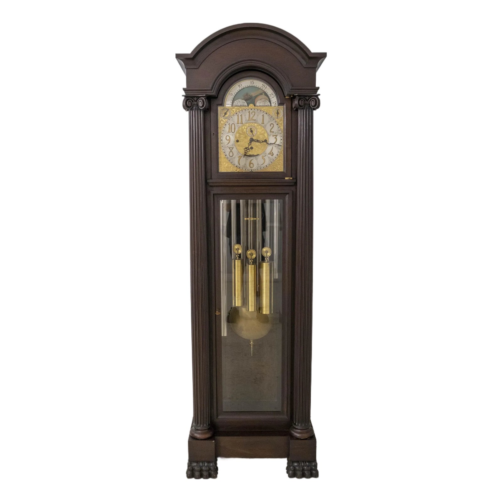 Breitinger & Sons Column Side Mahogany Grandfather Clock | Chairish