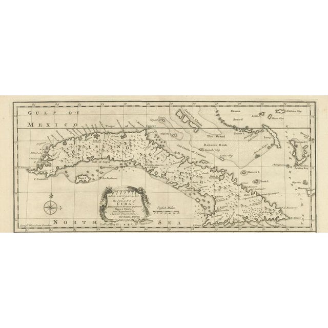 Antique Map of Cuba with Caribbean Sea Chart by Bowen, 1744 | Chairish