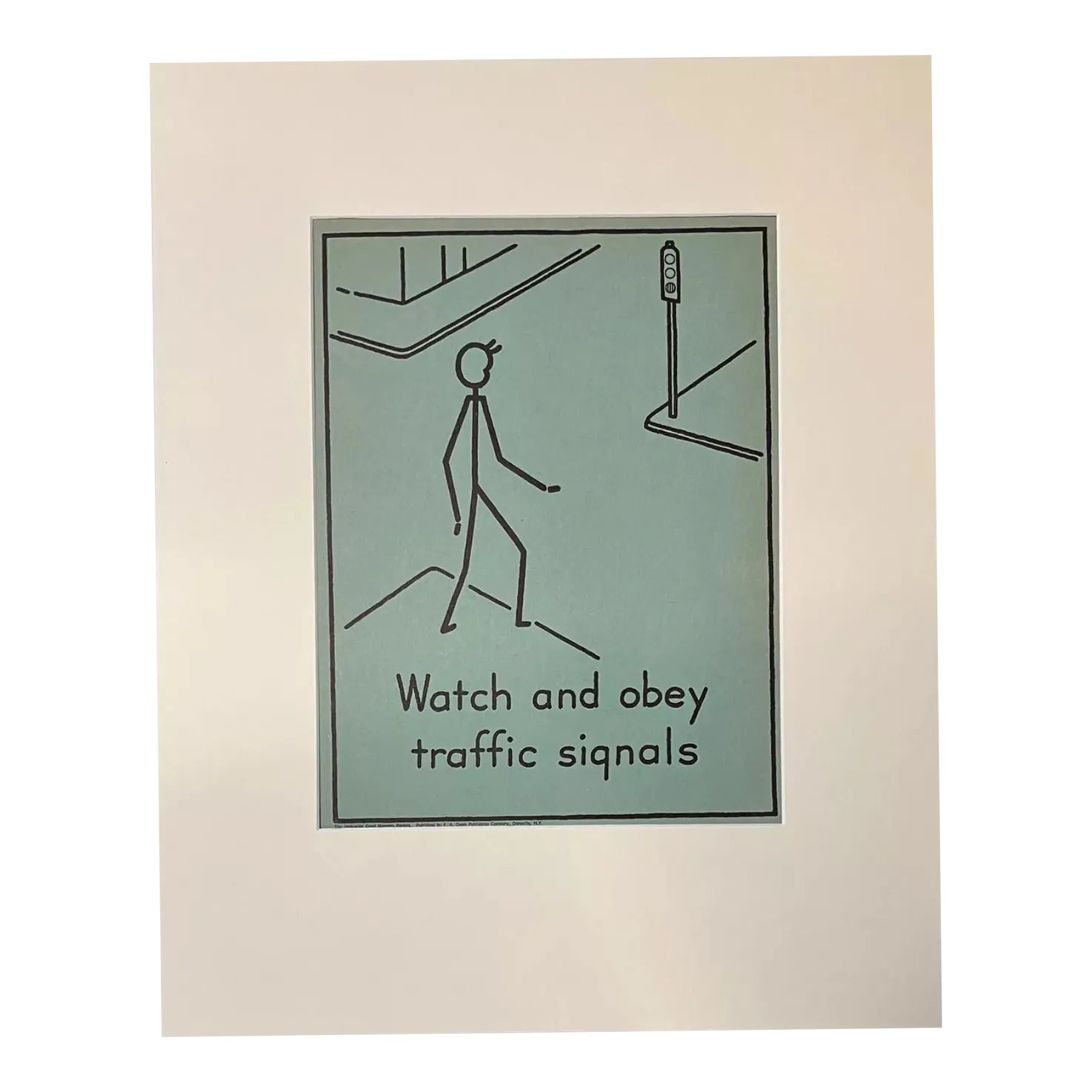 Vintage 1940s 2-Sided Good Manners Poster in 16x20 Mat: Obey Traffic ...