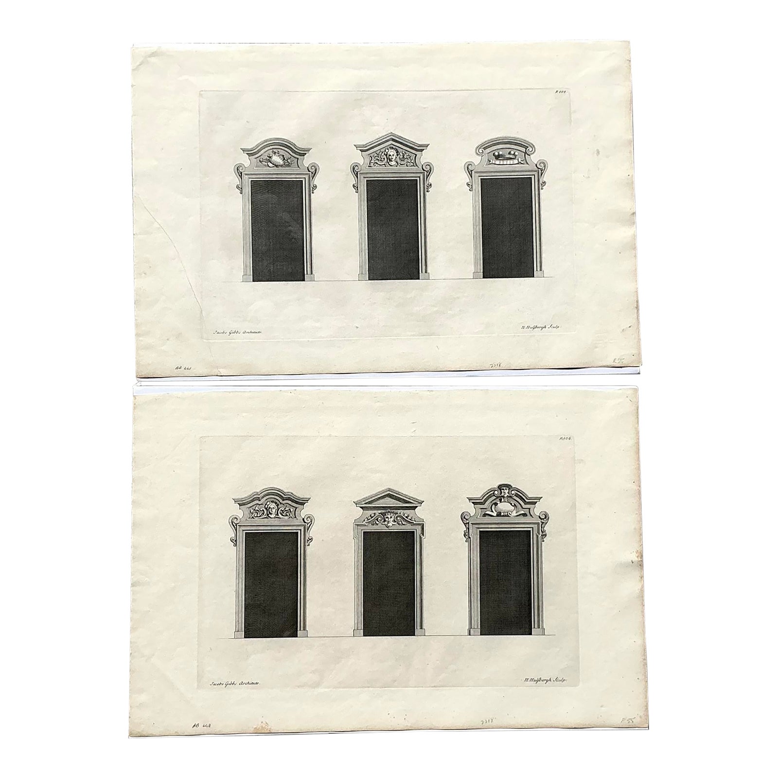 Vintage Boho Italian Widow Pediment Original Prints - A Pair | Chairish