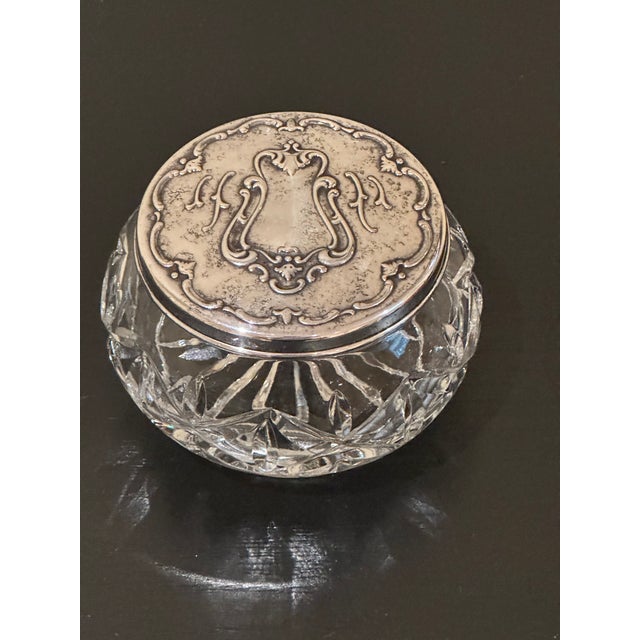 Vintage Gotham Glass Powder/Trinket Jar With Silverplate Lid | Chairish