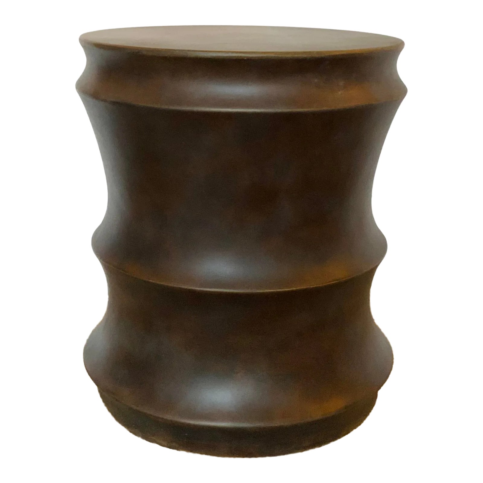 Modern Bronze Finished Concave Channeled Side Table | Chairish