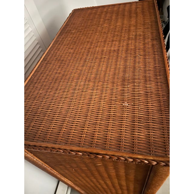 1980s Henry Link Large 5 Drawer Rattan Dresser | Chairish