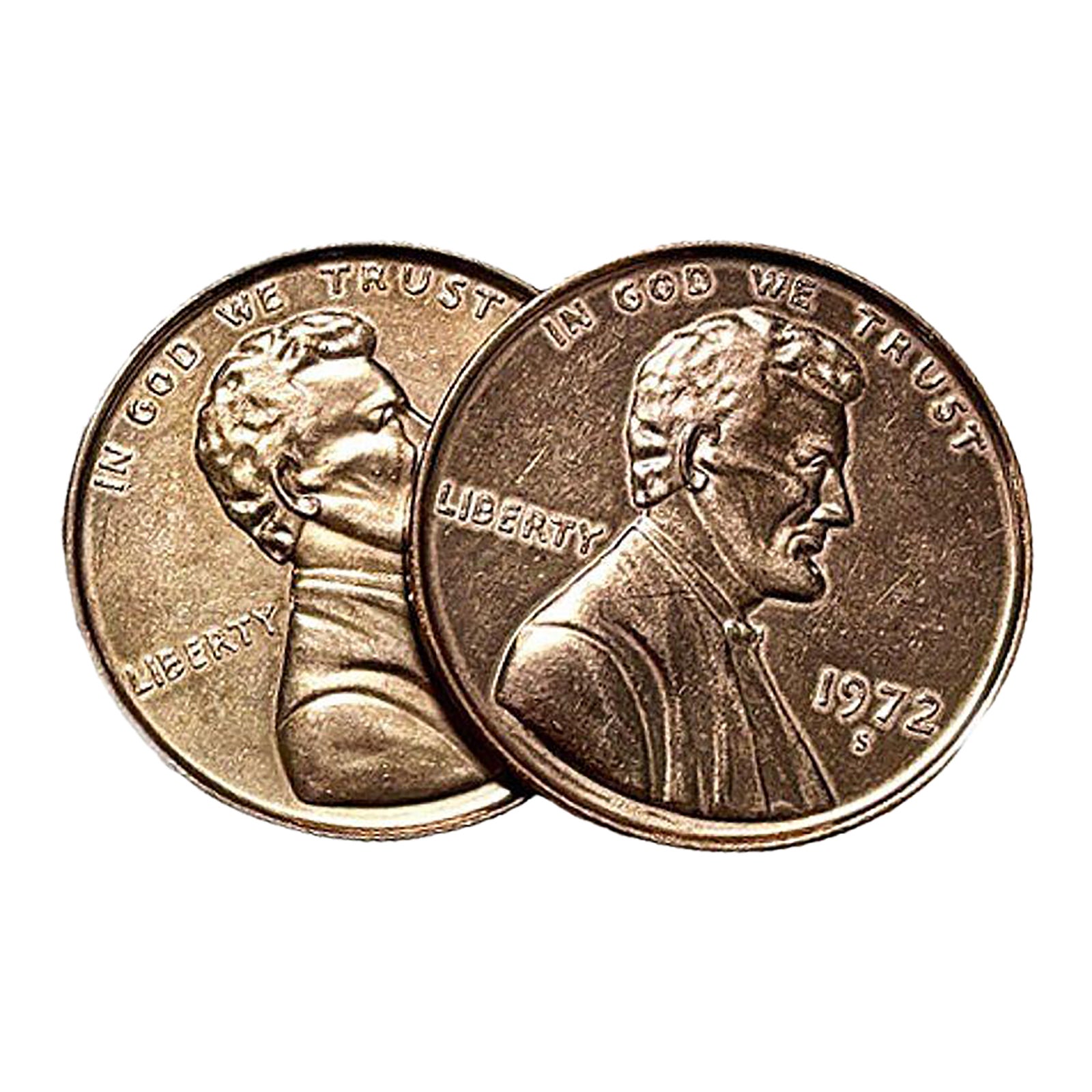 1972 Metal Penny Coin Drink Coasters- Set of 2 | Chairish