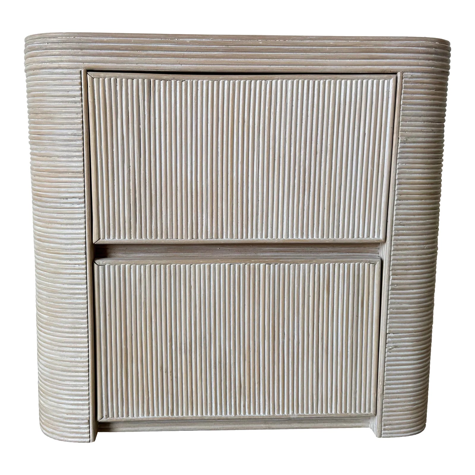 Vintage Pencil Reed Rattan Nightstand | Chairish