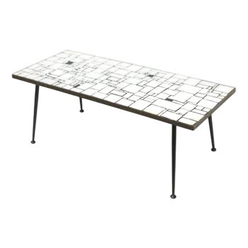 Vintage Black and White Ceramic Coffee Table with Slanted Metal Legs ...