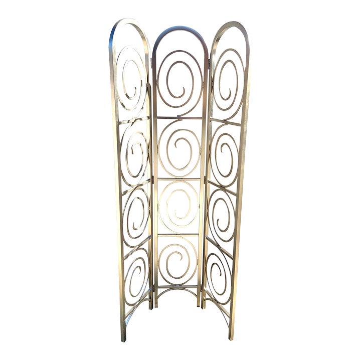 Vintage Ethan Allen Radius Collection Brushed Nickel Room Divider ...