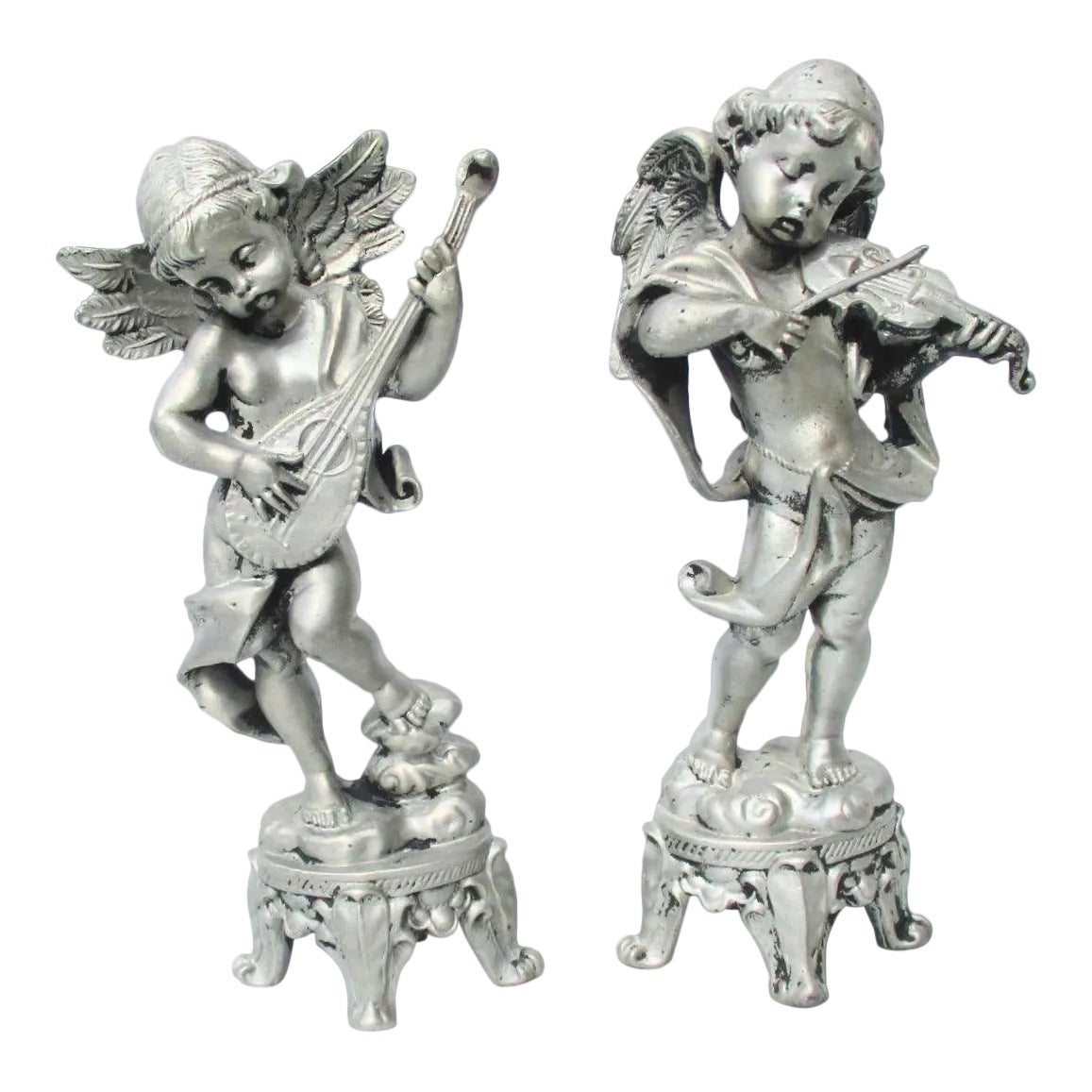 1980s Lead Musical Putti Figurines - a Pair | Chairish