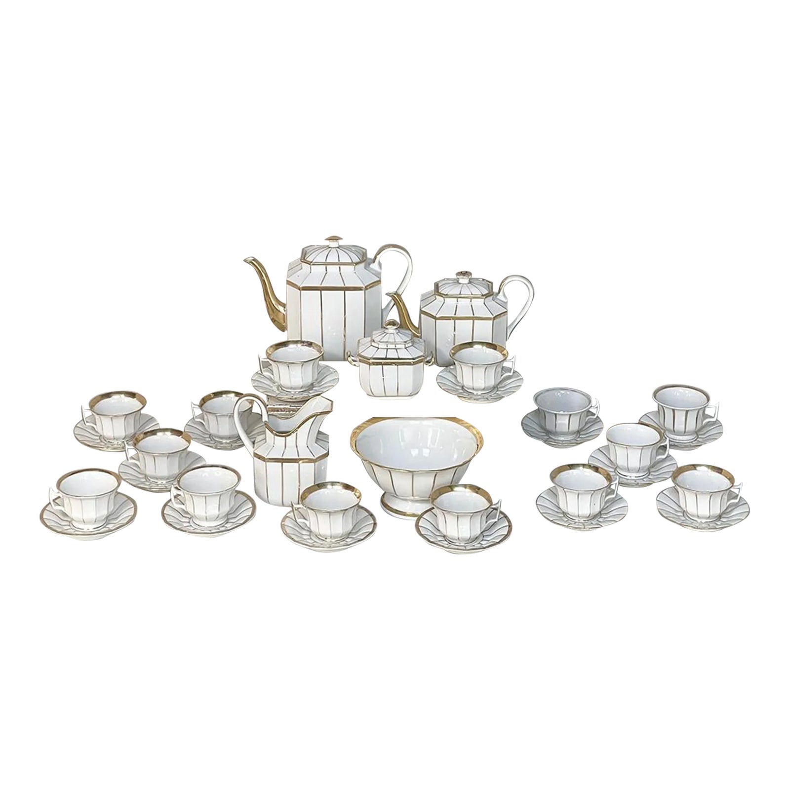 19th Century French Neoclassical Vieux Paris 33 Pc. Tea Set | Chairish